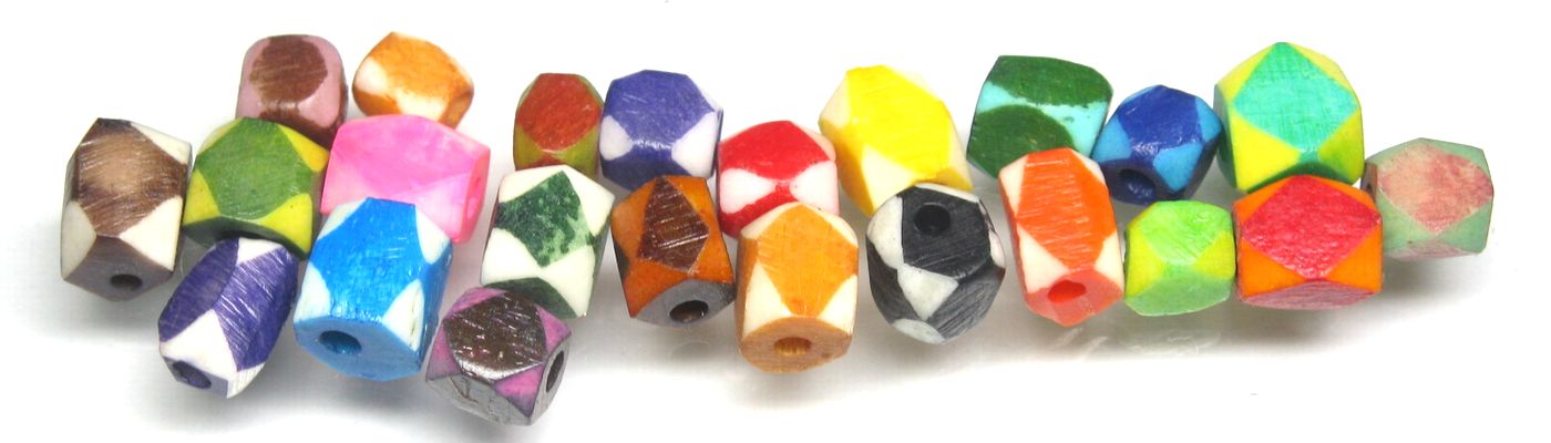 08-030Dice-shaped (multi-faceted cut) bone beads made from Indonesian ...